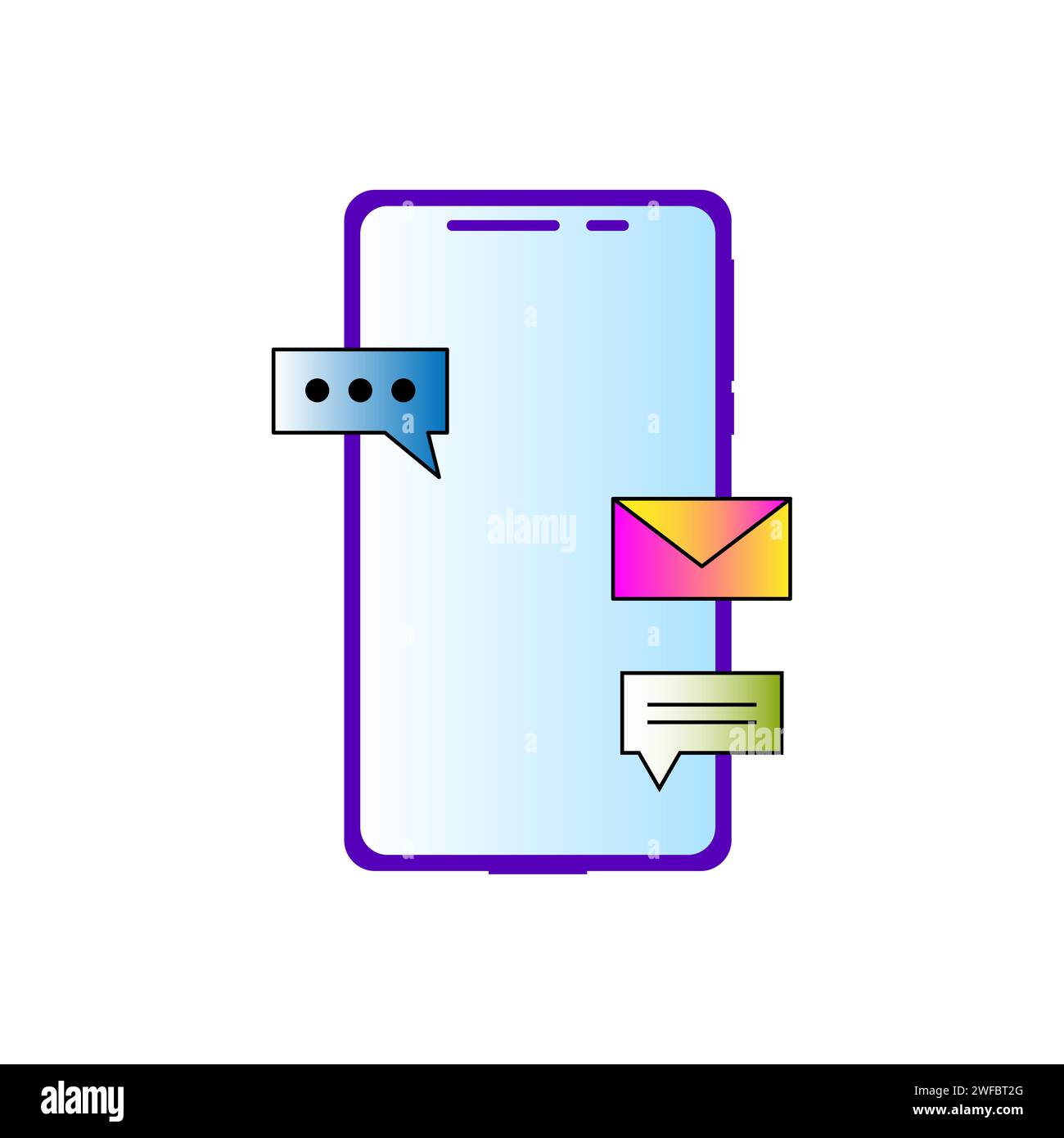 Phone messages in flat style. Smart device mockup. Smartphone message ... Phone messages in flat style. Smart device mockup. Smartphone message ...