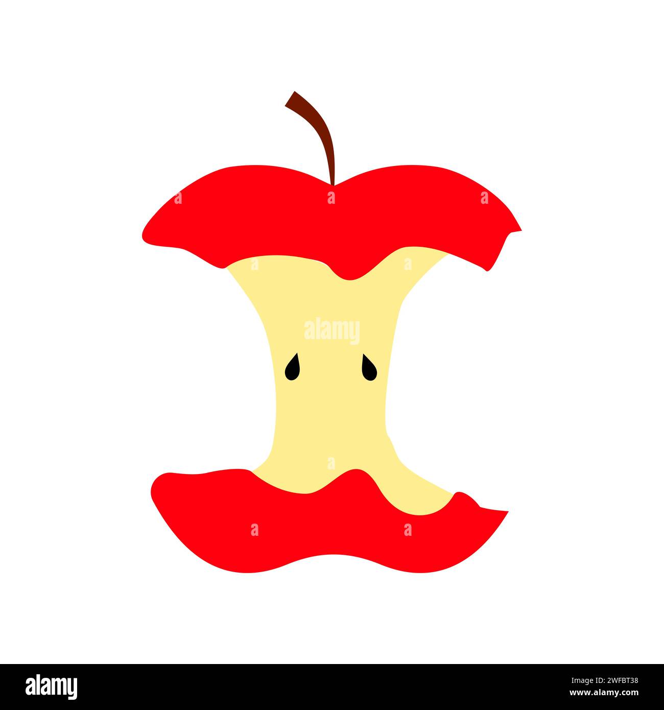 Bitten red apple icon. Cartoon style. Without leaf. Fruit background ...