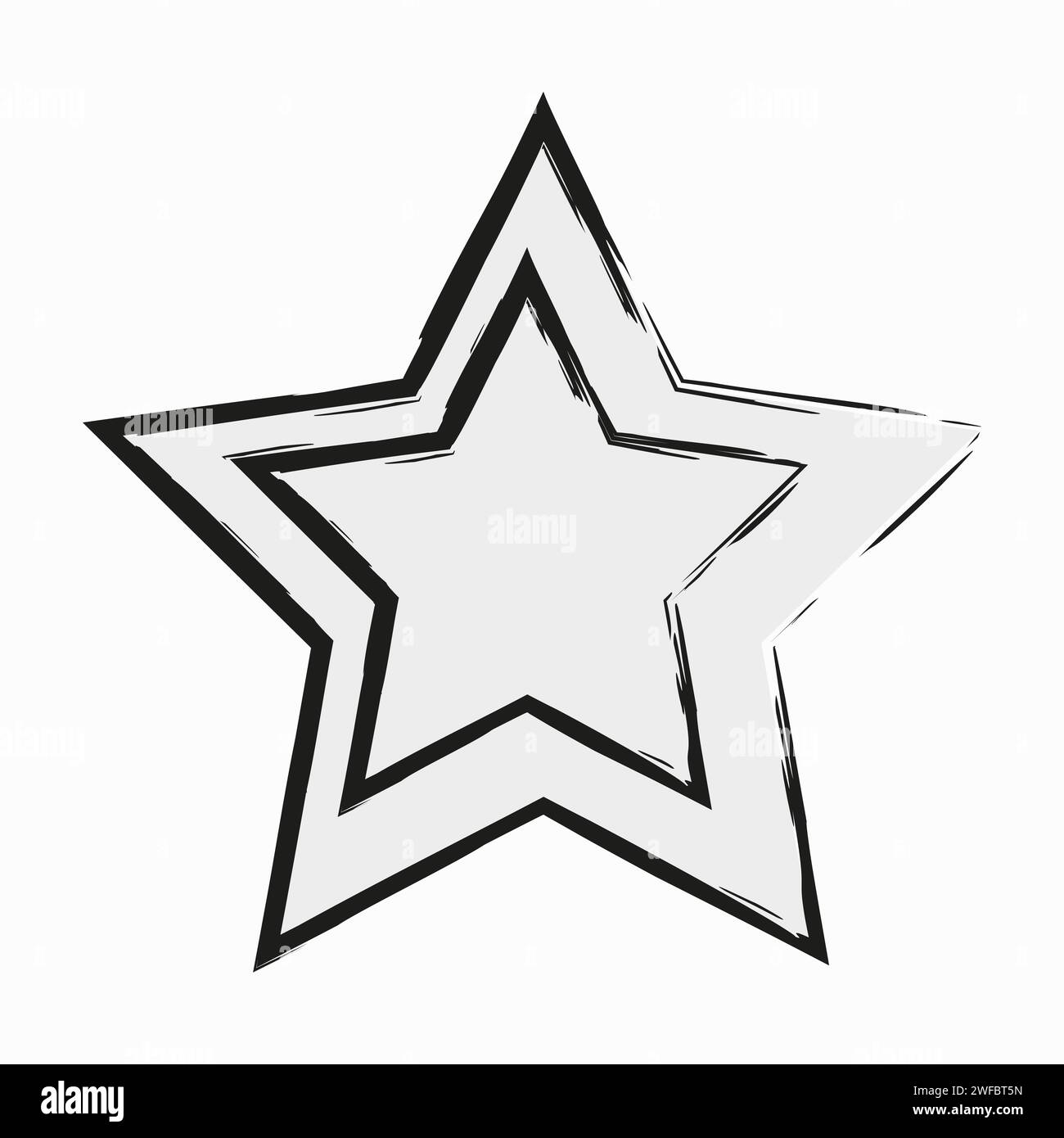 Grunge star icon. Light gray emblem. Silhouette stamp. Hand drawn art ...