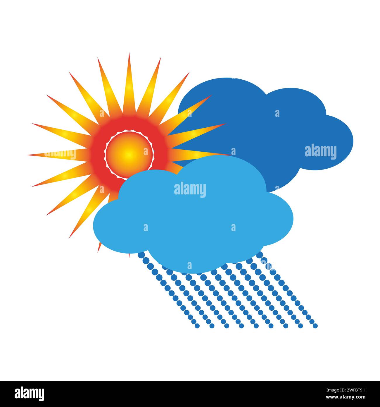 cartoon sun clouds rain. Autumn weather. Vector illustration. stock ...