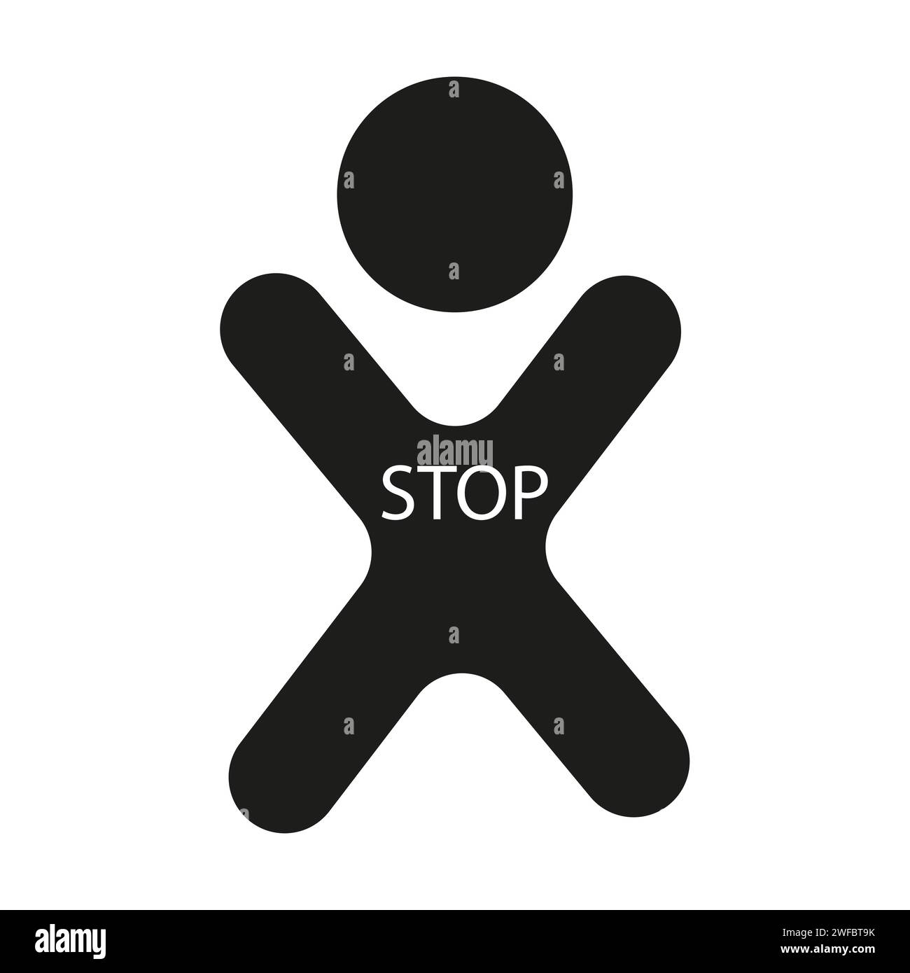 Stop child icon. Black silhouette. Danger emblem. Kid security concept ...