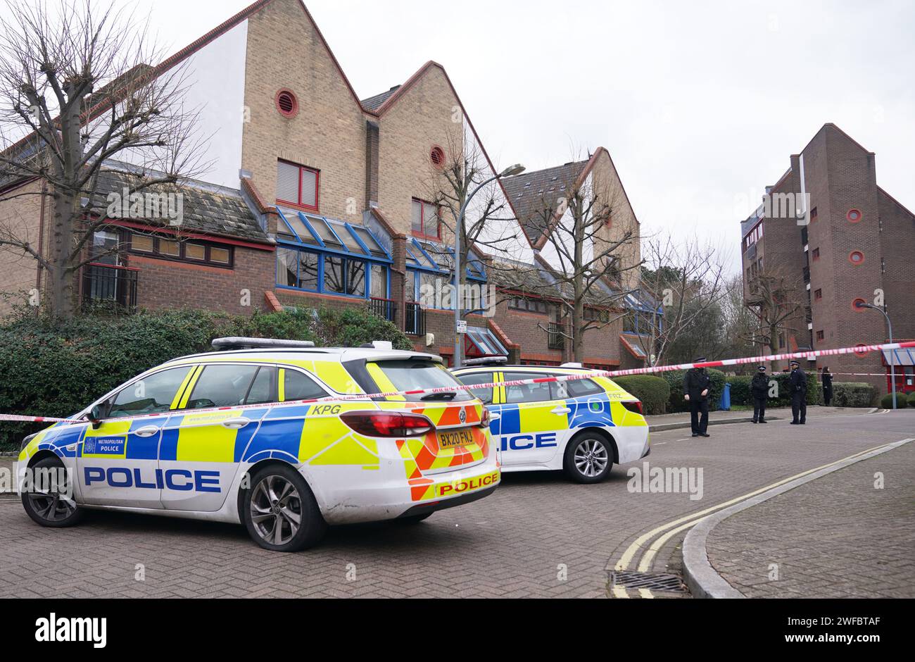 Police officers at the scene near Bywater Place in Surrey Quays, south ...