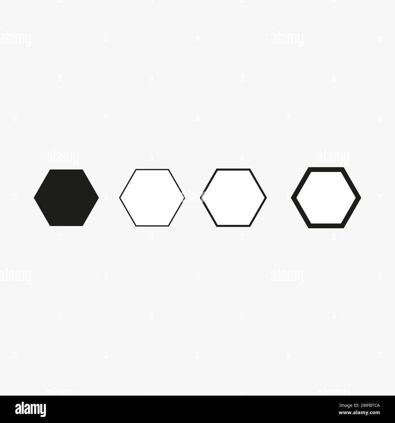 Hexagon icon set. Vertical arrangement. Abstract geometric figures ...