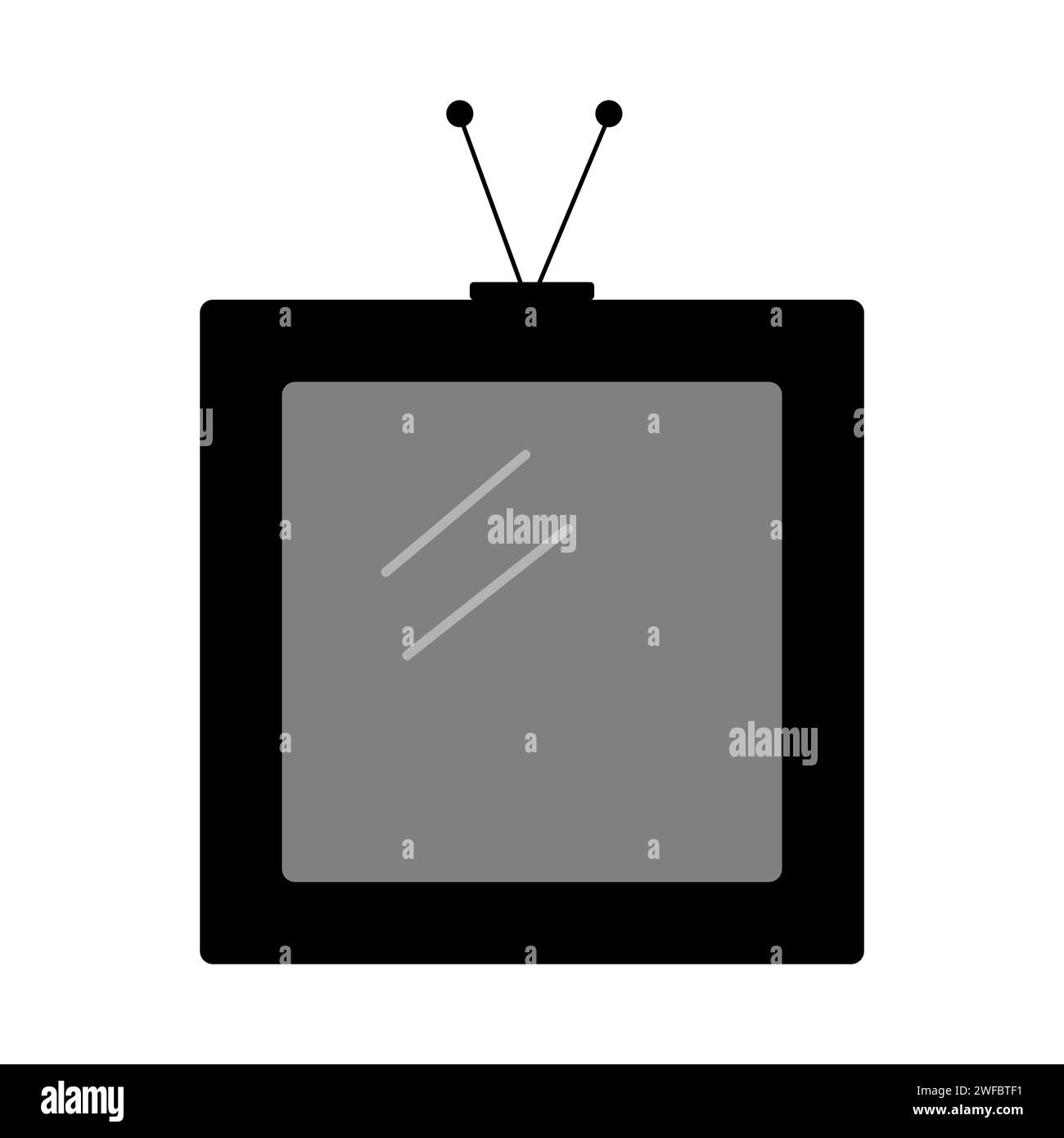 Retro tv sign. Television antenna. Square shape. Cartoon style. Vintage design. Vector ...