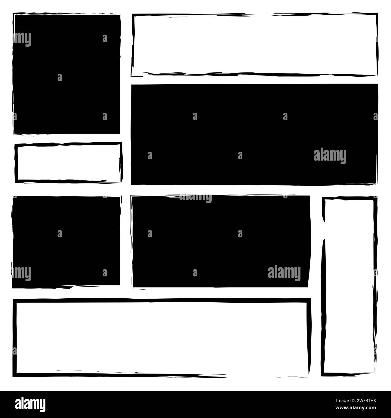 Empty and filled ink rectangle. Grunge design. Ink concept. Abstract ...