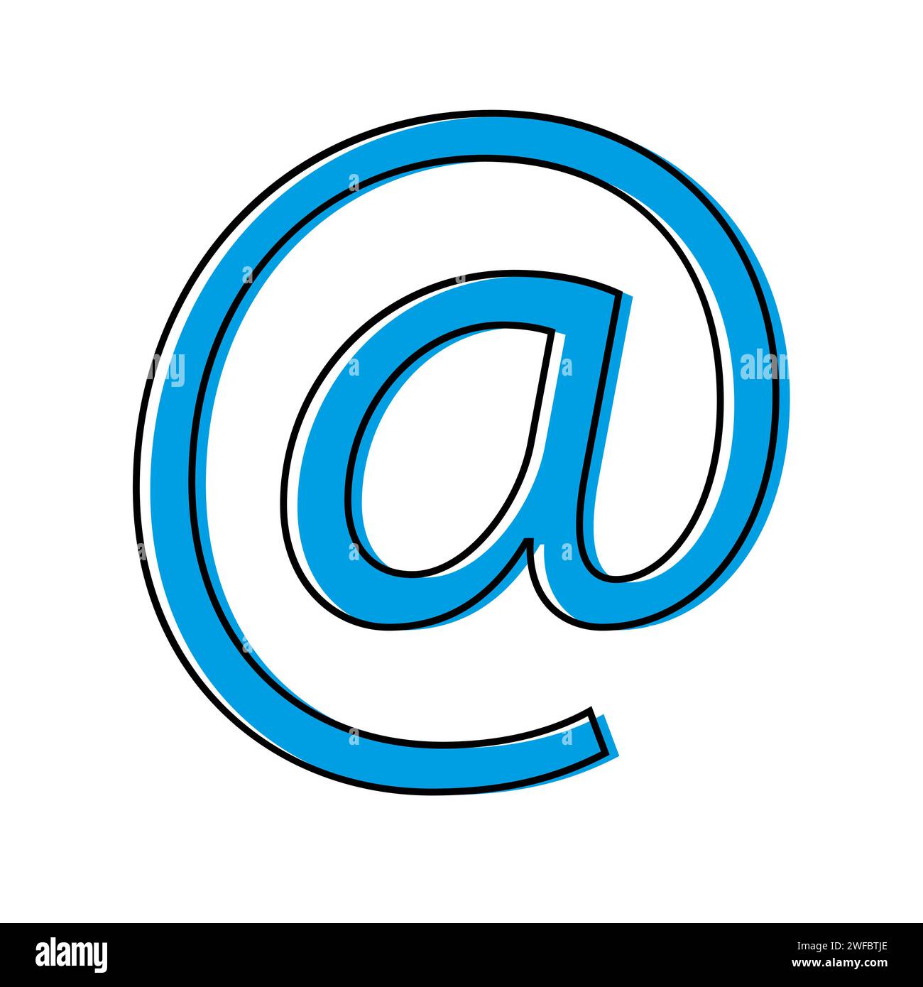 Blue email sign. Letter mail. Flat icon. Communication background ...
