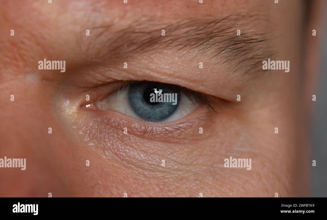 Close-up unkind angry look man, eye young man Stock Photo - Alamy