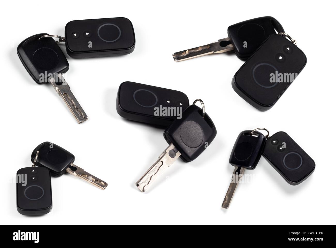 Set of a remote car keys isolated on a white background Stock Photo - Alamy