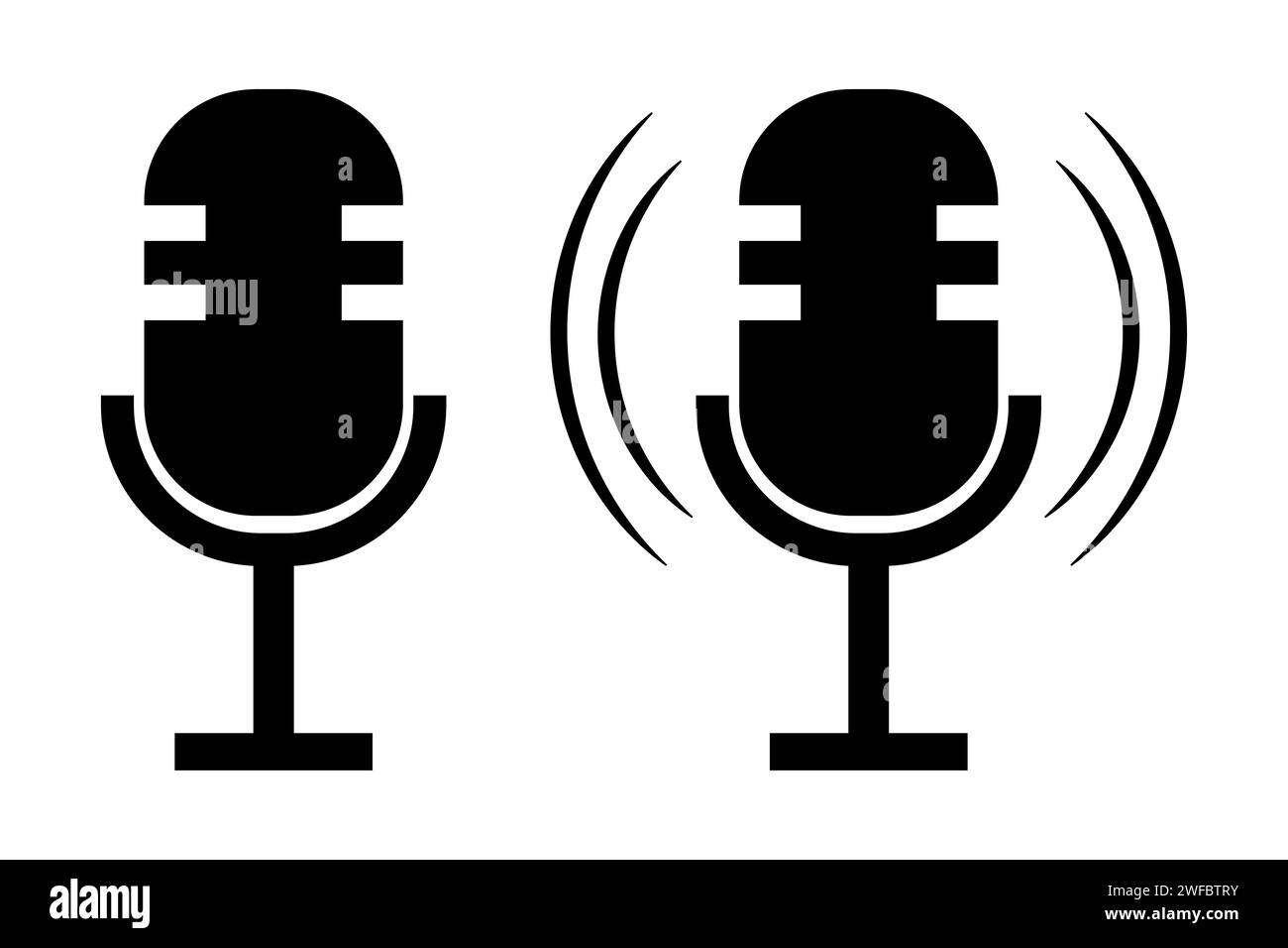 Microphone icon. Podcast radio emblem. Sound symbol. Audio record ...