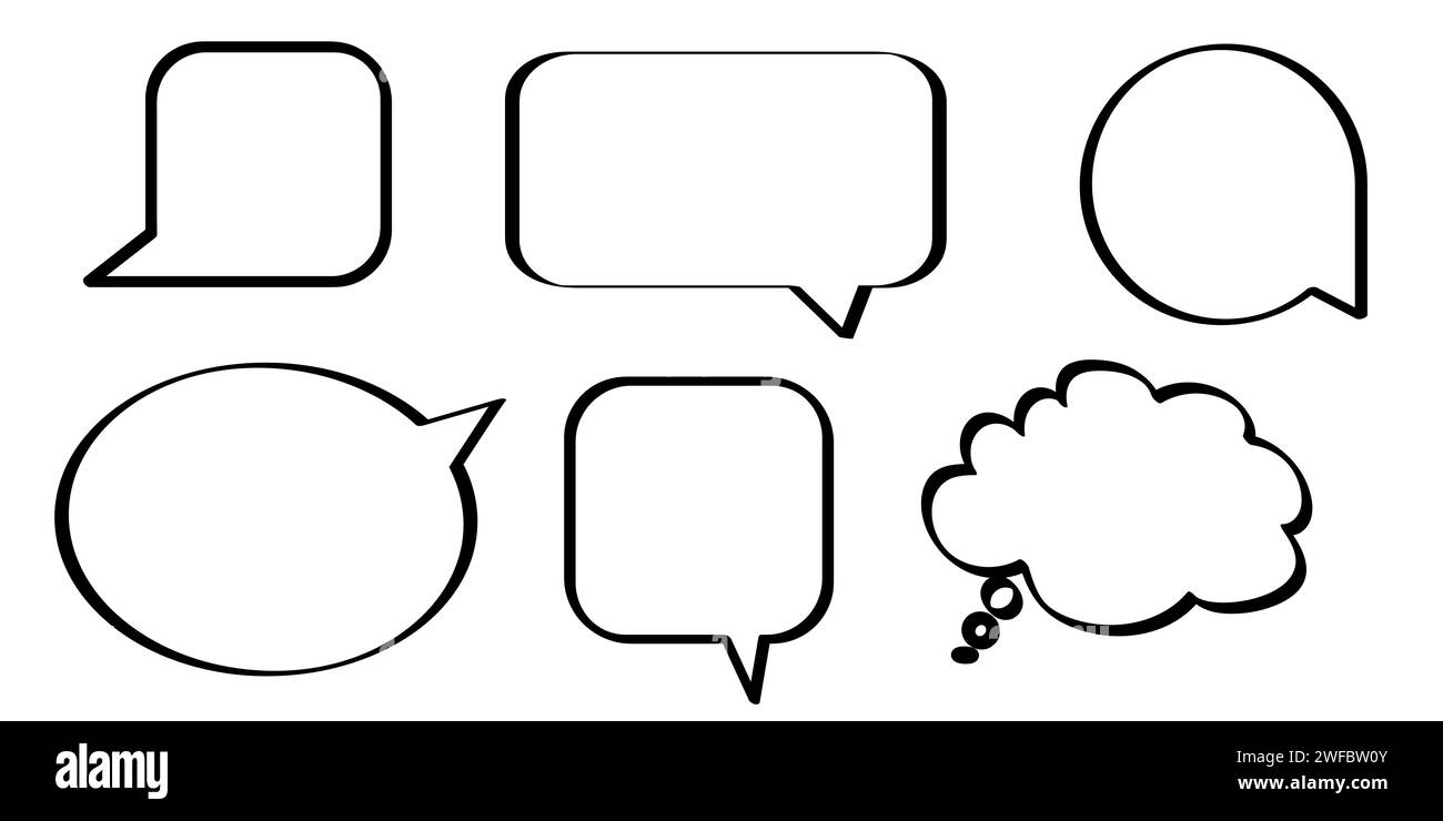 Collection of dialogue icons. Silhouette frame. Comic message sign. Freehand art. Vector ...