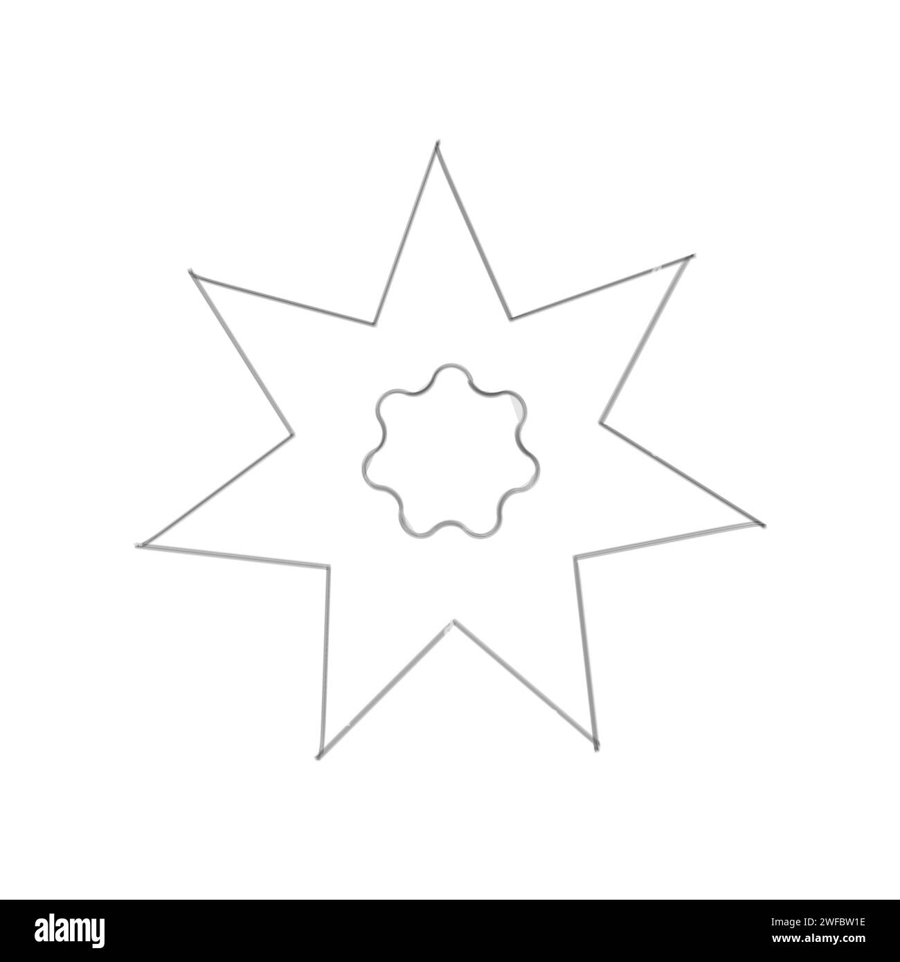 Starburst icon with flower inside. Blue silhouette frame. Abstract ...