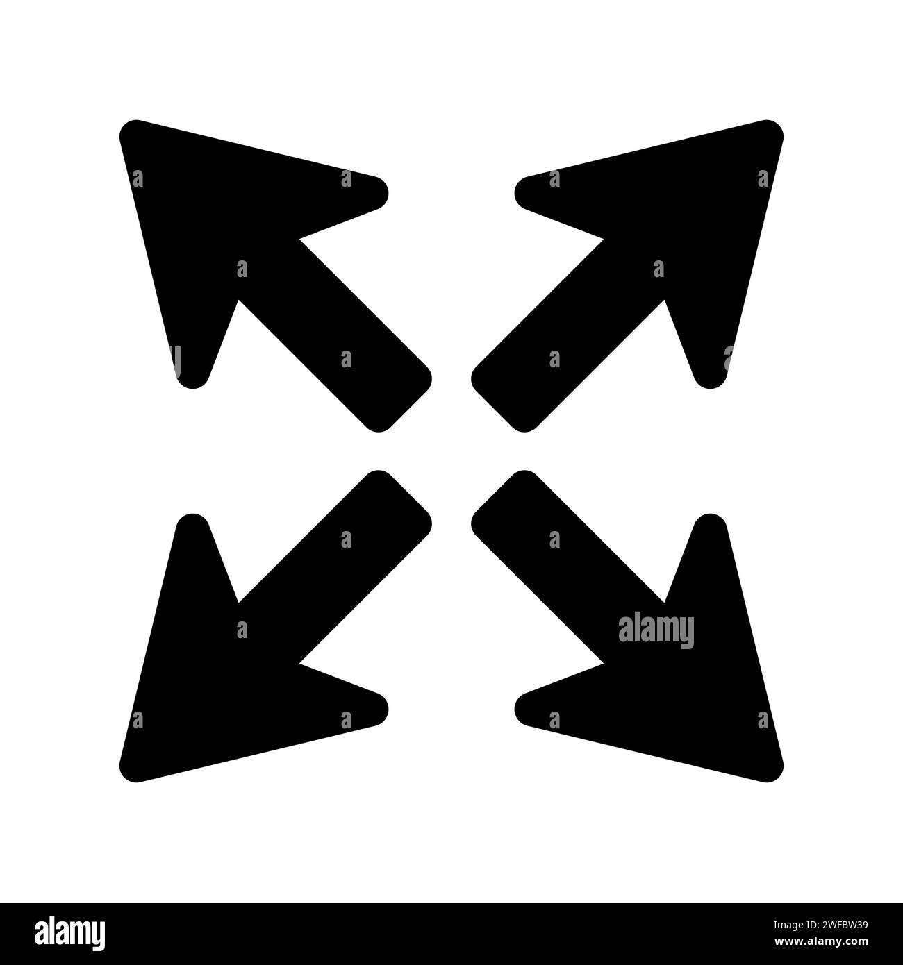 Black Arrows Outward Cursor Icon Navigation Pointer Emblem Isolated Object Vector