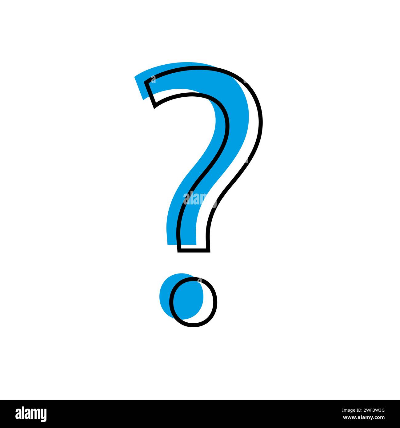 Blue question sign. Freehand art design icon. Abstract button. Sketch ...