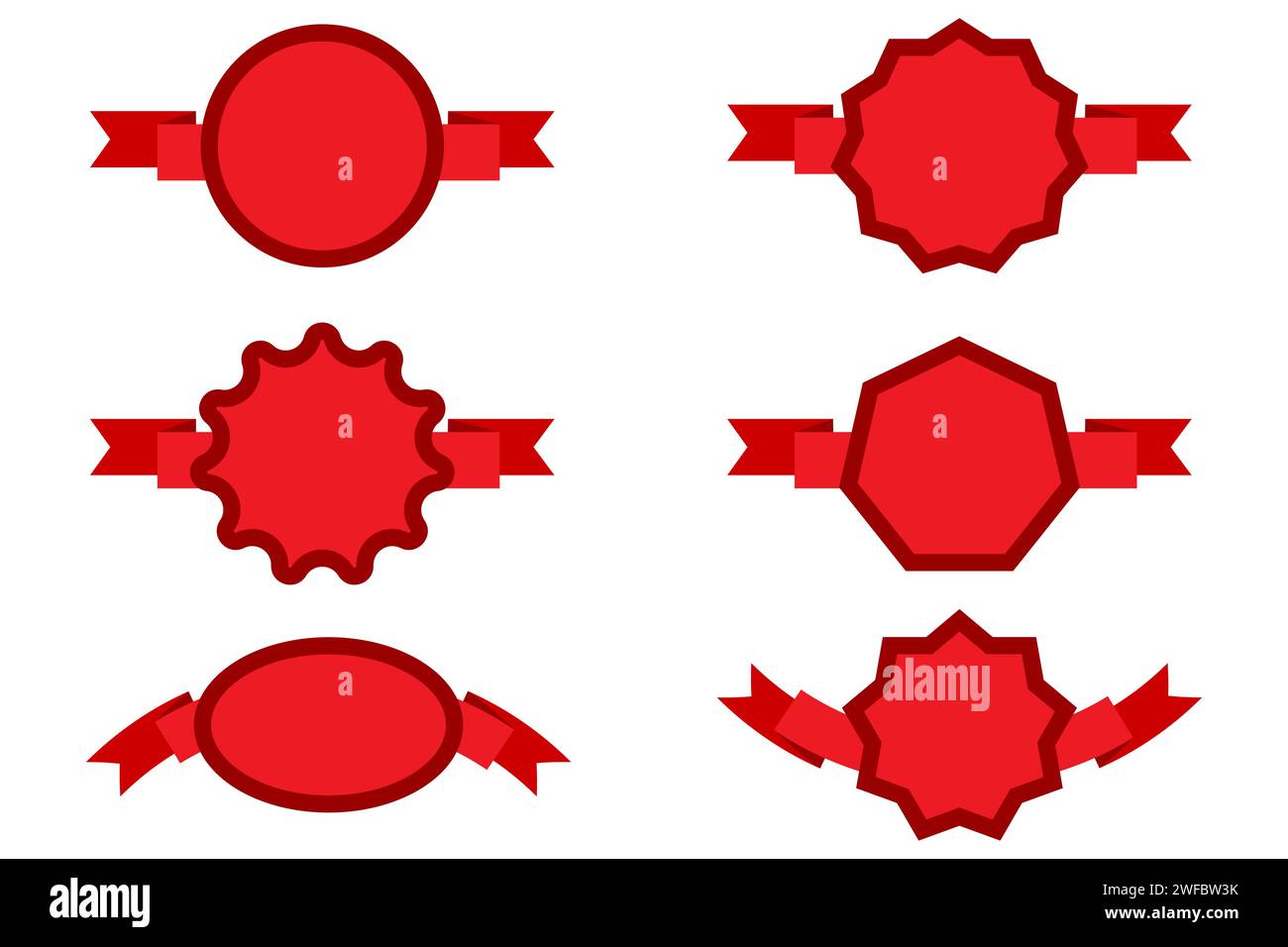 Collection of red award badge. Winner sign. Trophy emblem stripe ...