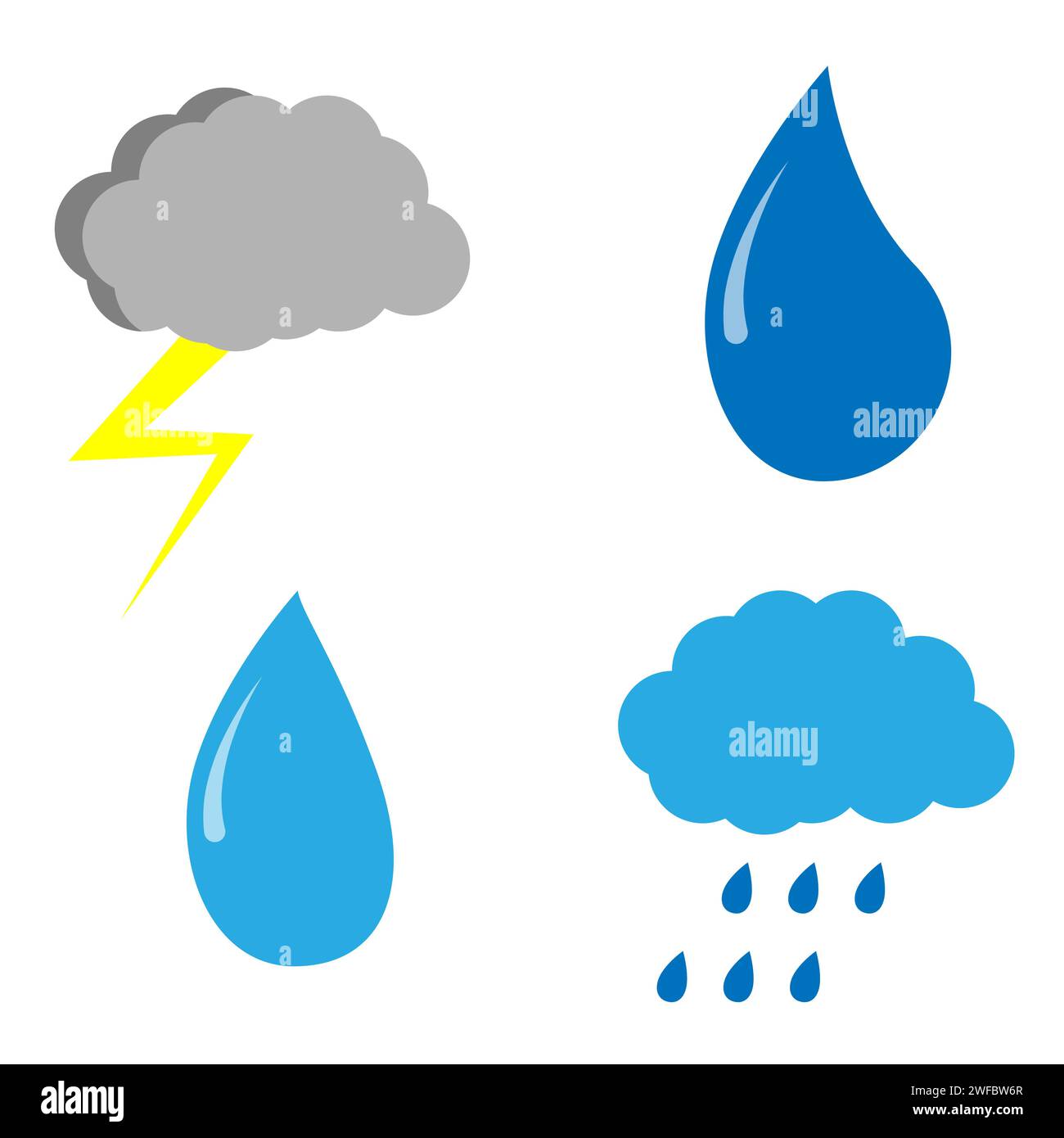 Thunderstorm and rain clouds. Drop sign. Weather element. Meteorology ...