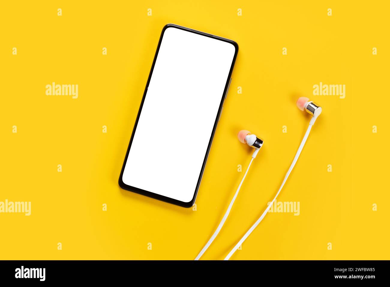 Mockup and flat lay template with white color phone smartphone and ...