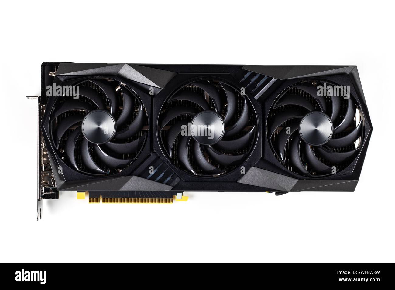 Computer graphic card with three fans. Video card with three coolers ...