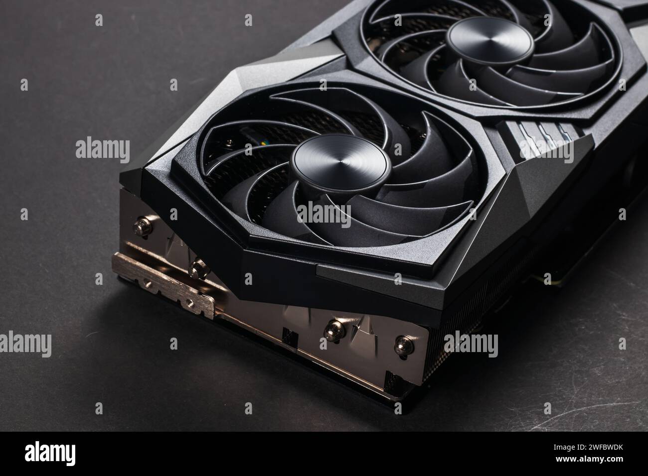 A close up of a modern GPU Graphic card on dark background Stock Photo ...