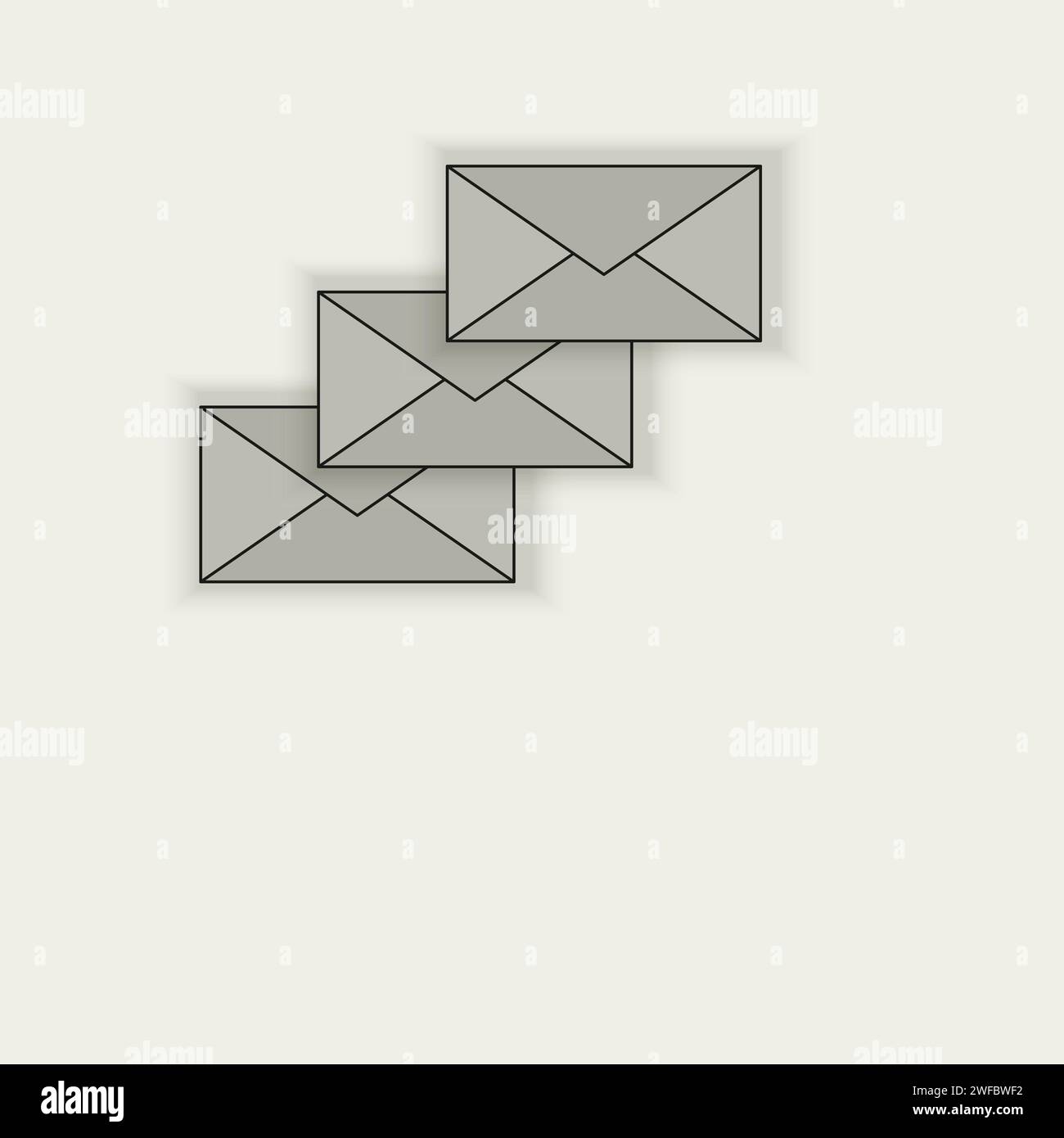 Grey envelope icon set. Email message emblem. Communication symbol ...