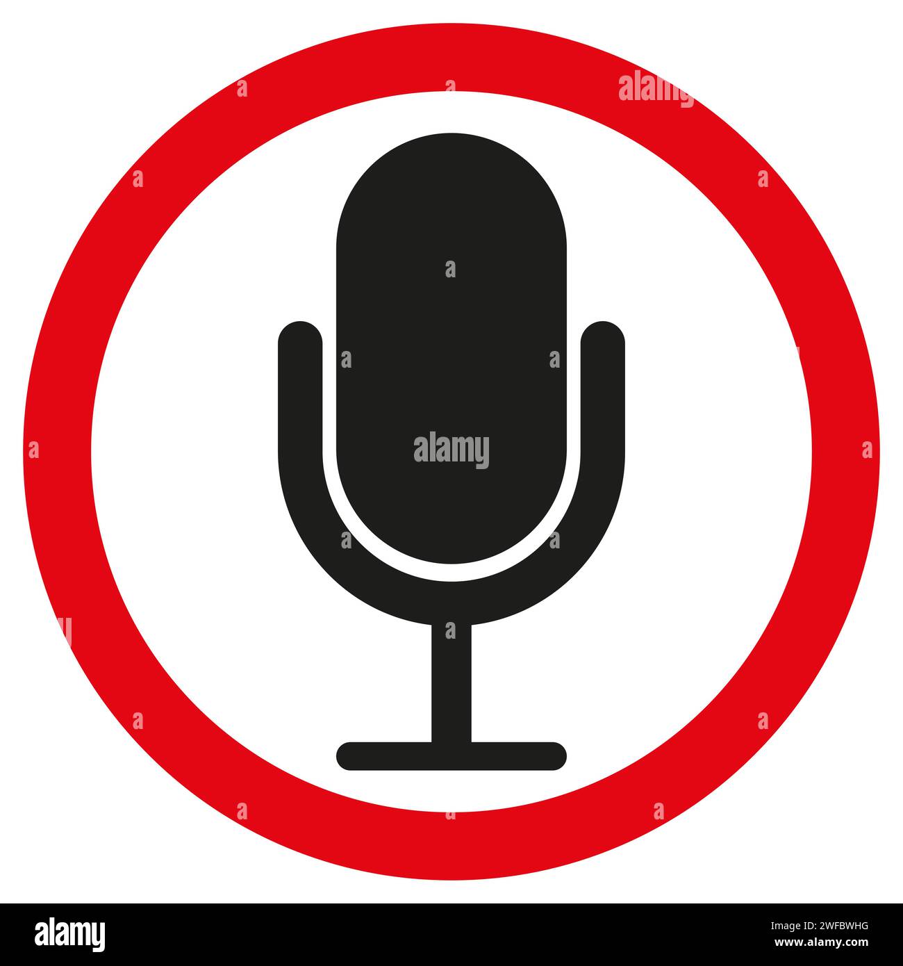 Microphone in red circle. Outline frame. Radio symbol. Record element ...