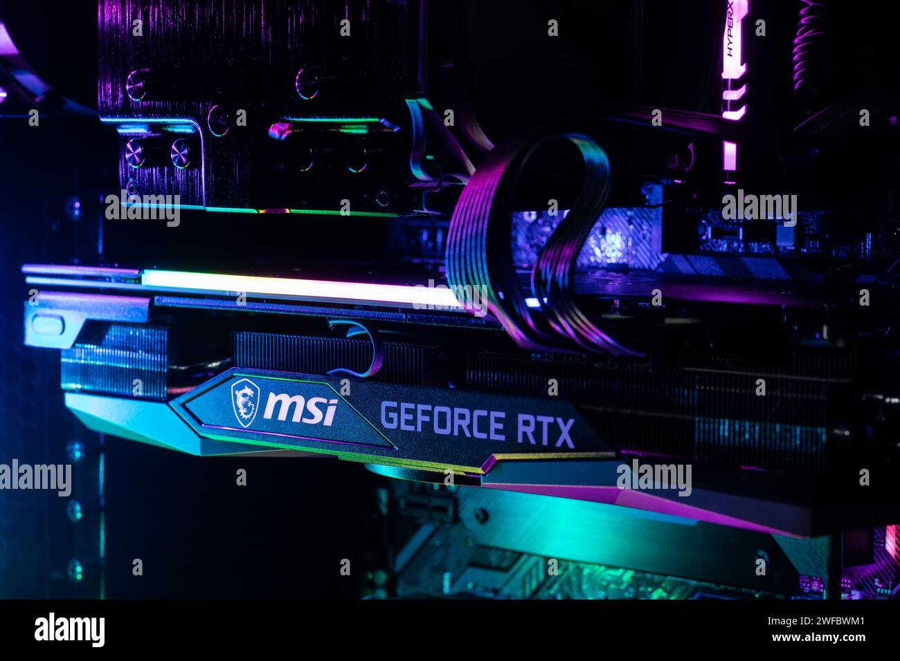 Dnipro, Ukraine - February 23, 2023: MSI Geforce RTX gaming graphics ...