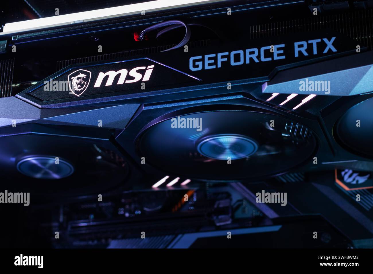Dnipro, Ukraine - February 23, 2023: MSI Geforce RTX gaming graphics ...