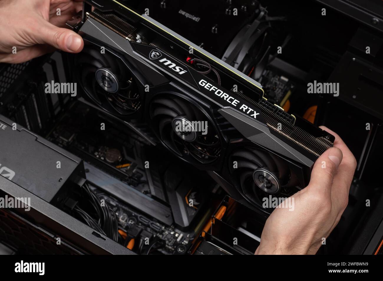 UKRAINE, DNIPRO, FEBRUARY 23, 2023: MSI Geforce RTX graphics card ...