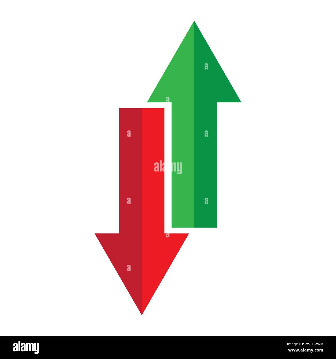 Red green arrow. Up and down. Navigation concept. Direction background ...
