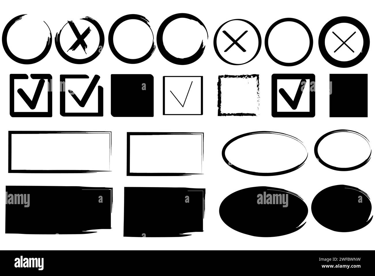 Ink illustration. Answer question sign. mark icon. Cross icon. Black ...