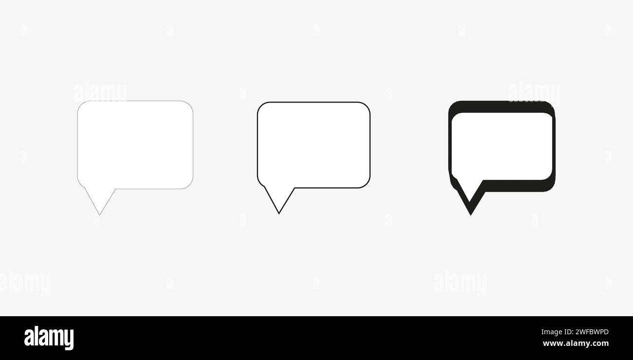 Square dialogue icon set. Black silhouette signs. Communication concept ...