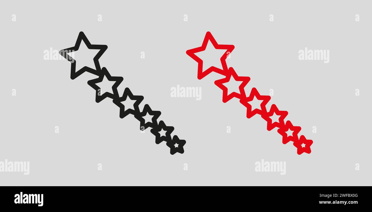 Black and red stars icon set. Lilac background. Diagonal arrangement ...