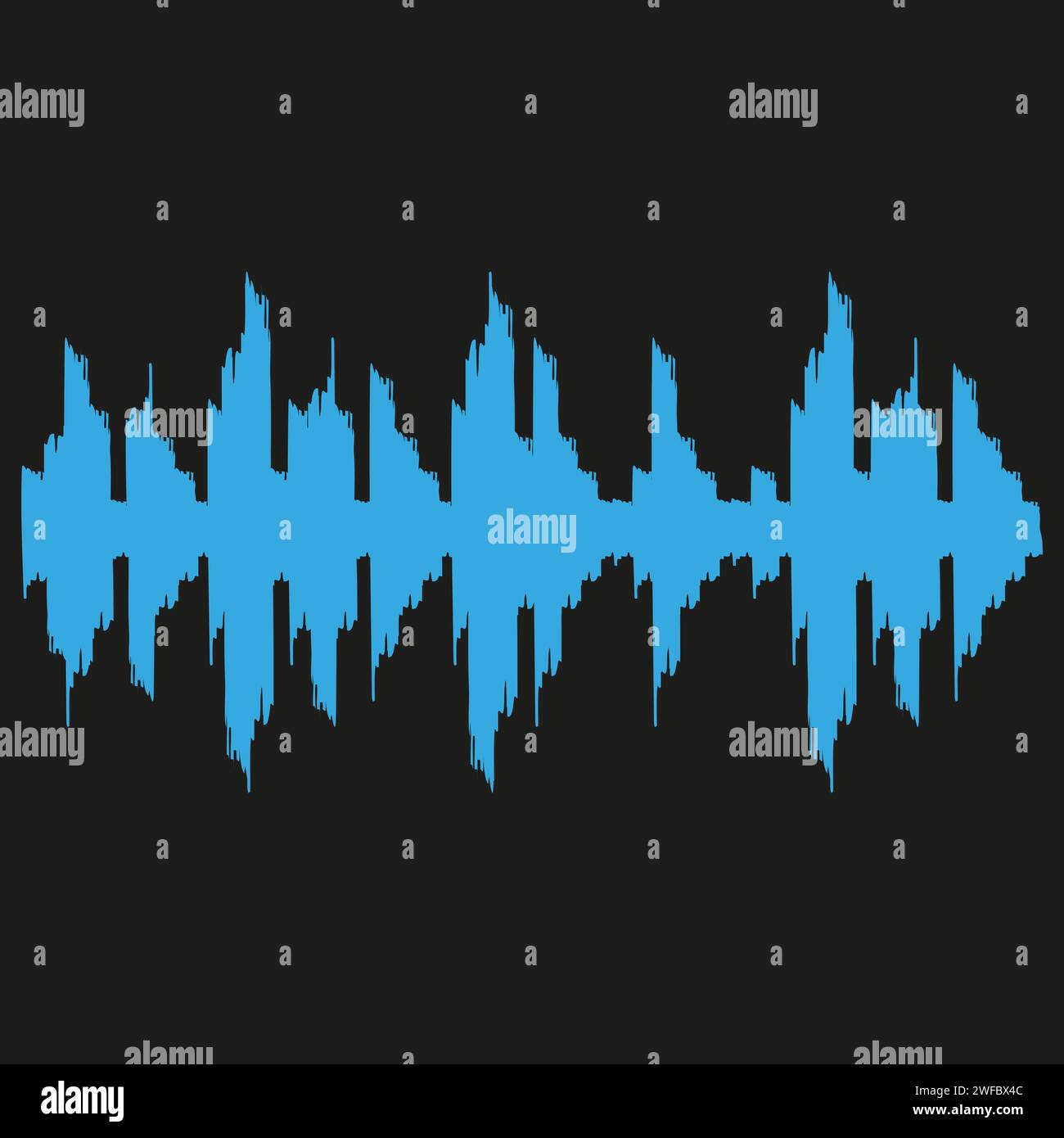blue sound line on black background. Music track sound wave. Vector ...