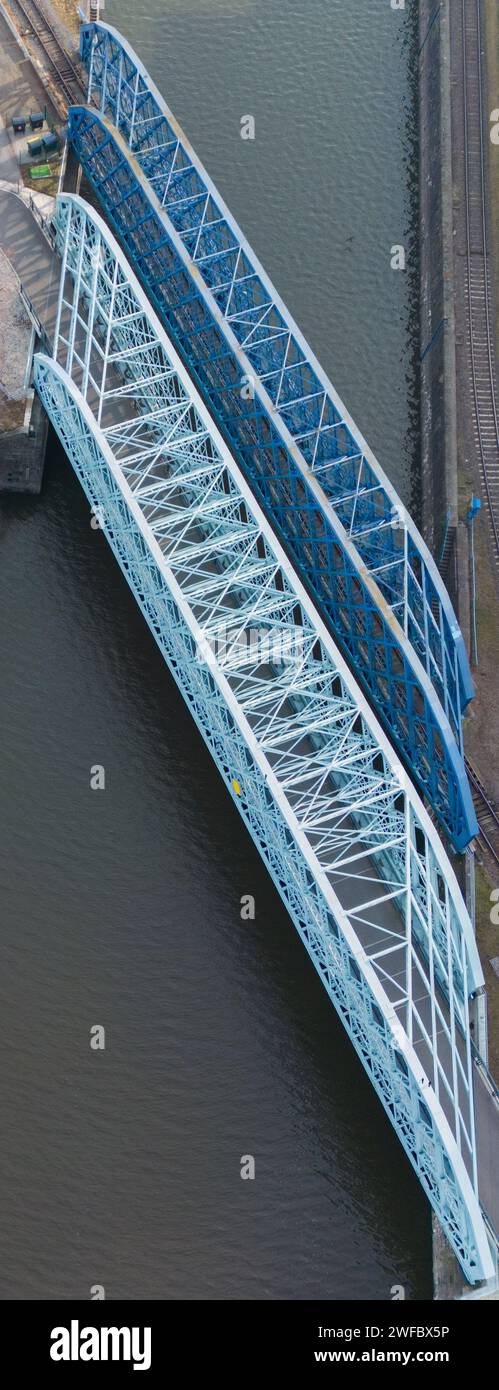 Dresden, Germany. 30th Jan, 2024. View of the steel truss bridge at ...