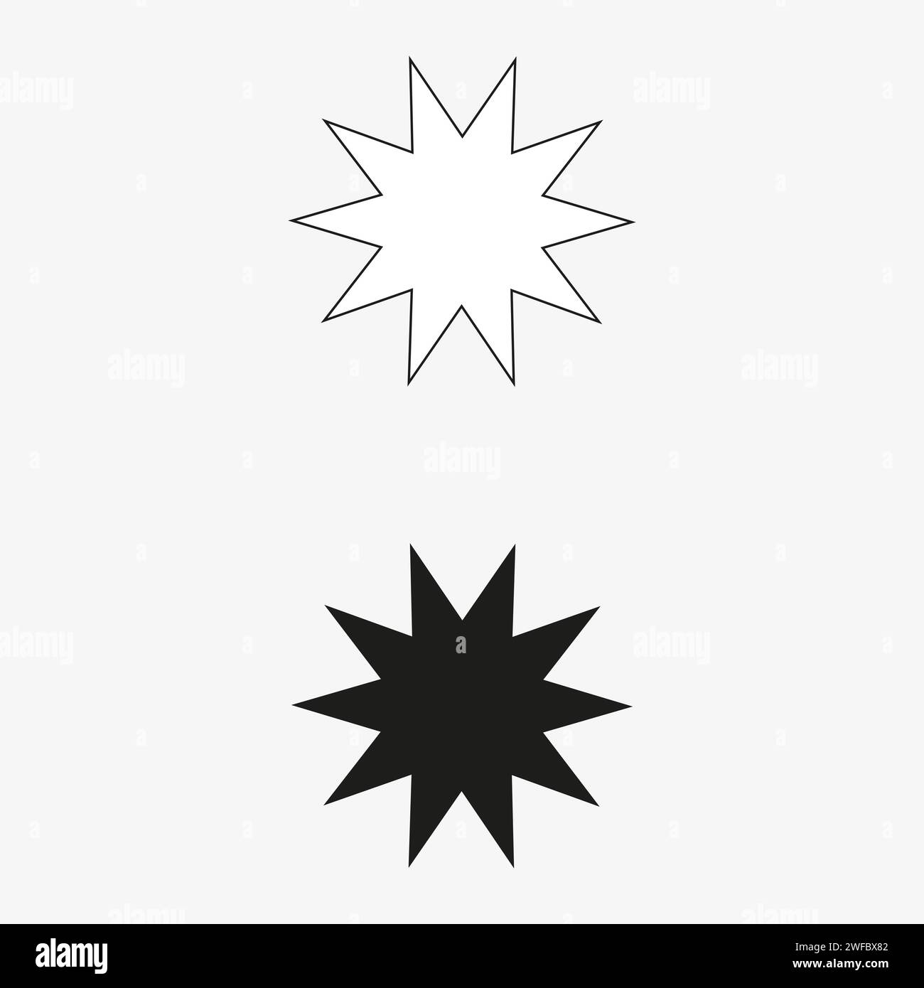 Black and white starburst icon. Silhouette effect. Abstract symbols ...