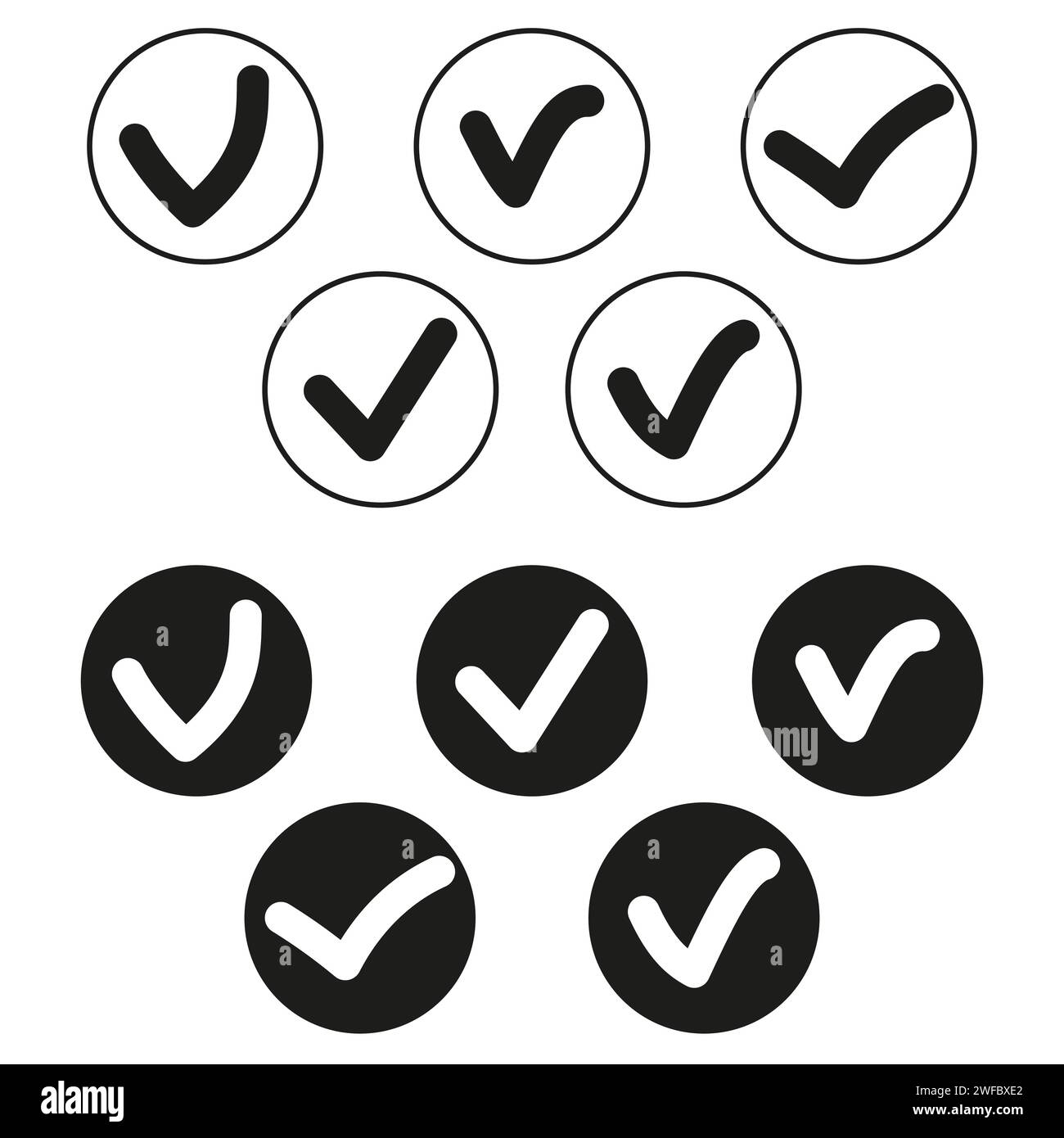 check marks icons. Exam checklist icon. Question mark isolated. Vector illustration. EPS 10 ...