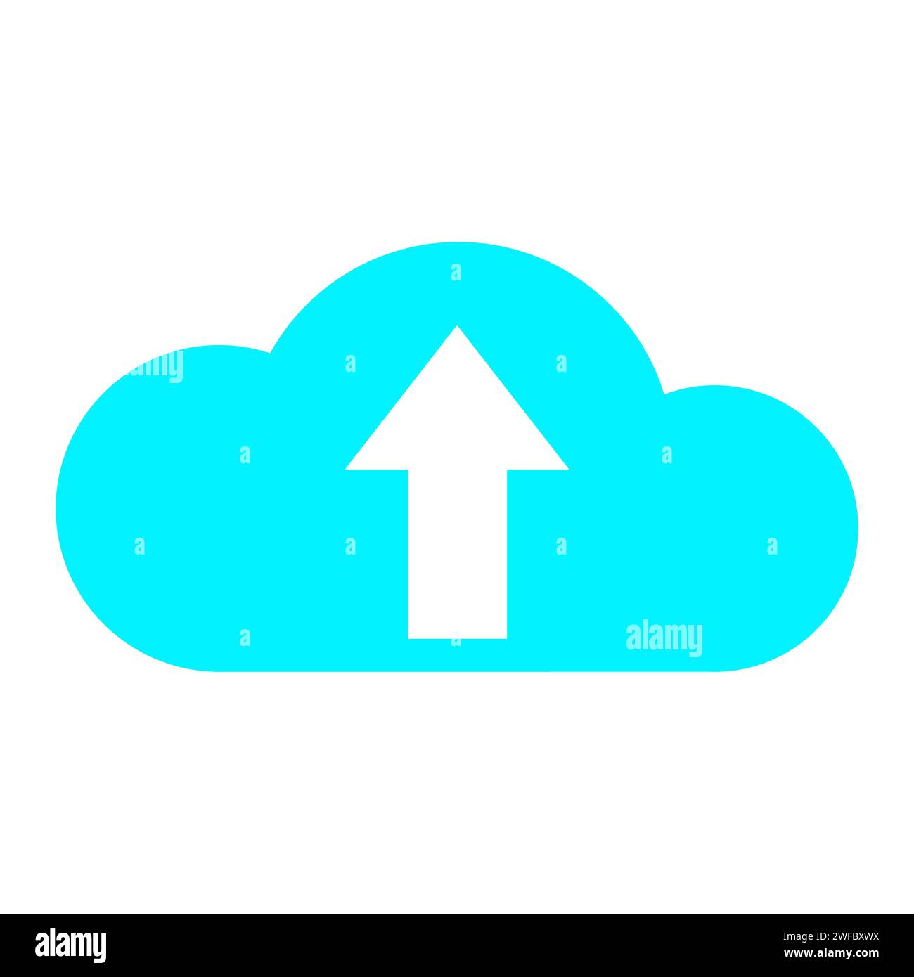 Upload cloud icon. White arrow sign. Blue shape. App button. Technology concept. Vector ...