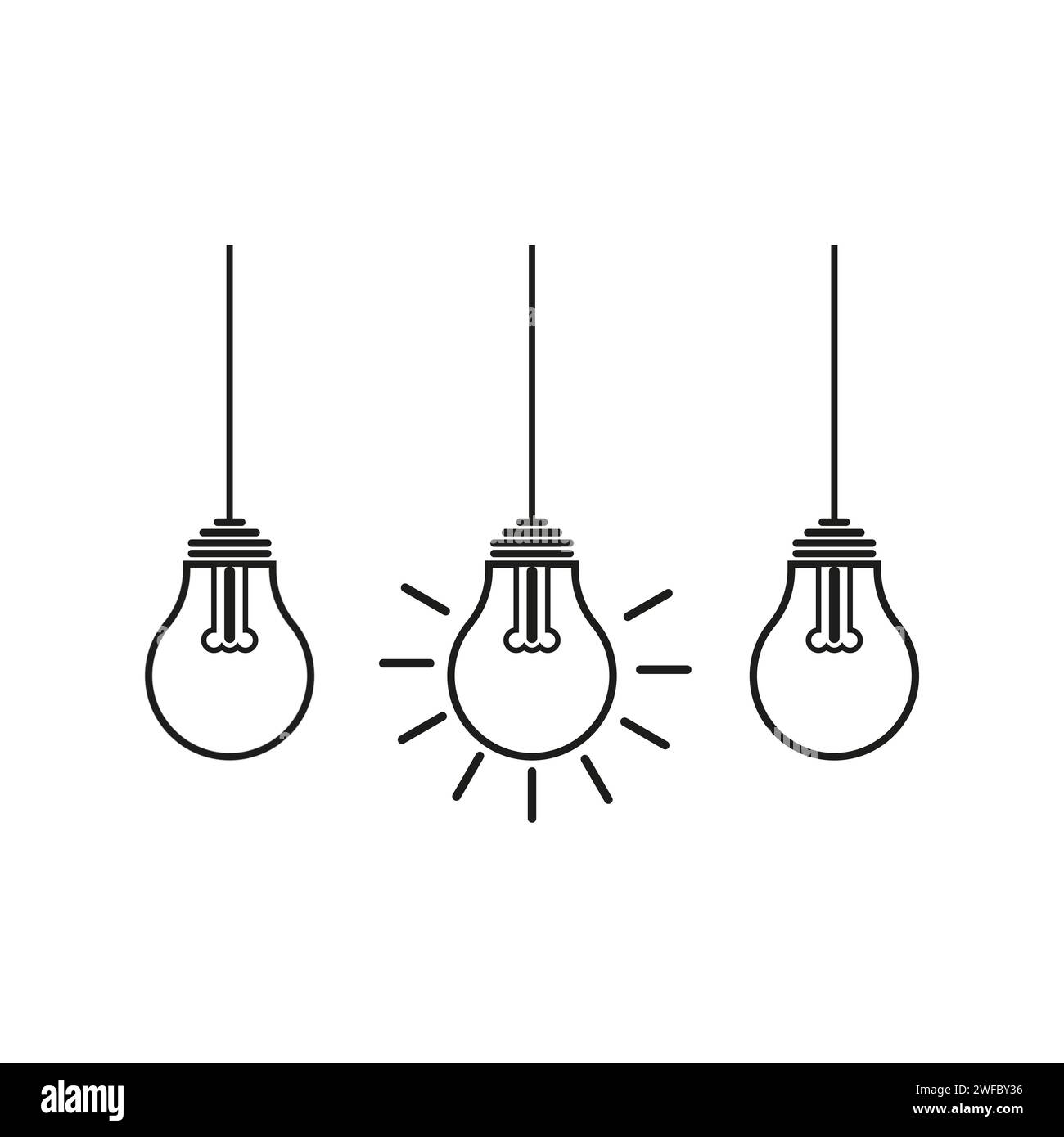 Light bulbs hanging icon Stock Vector Images - Alamy