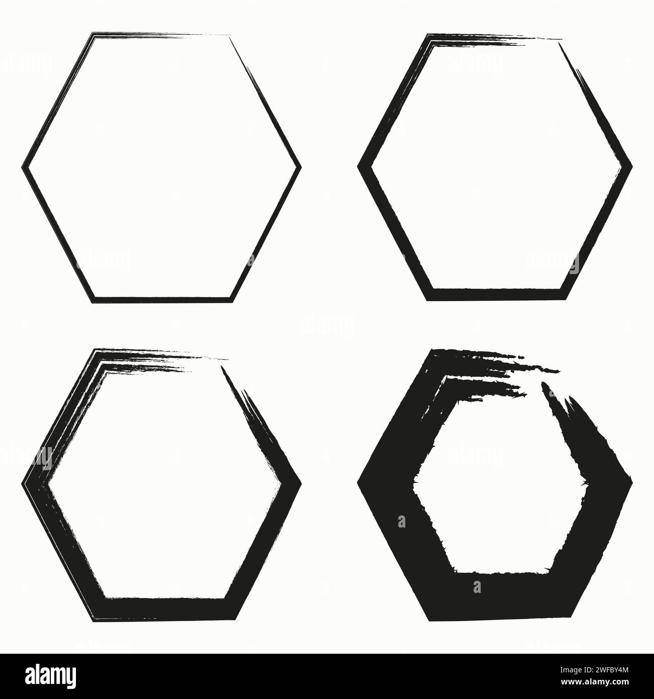 Heptagon icon. Black geometric figure. White backdrop. Abstract ink art ...