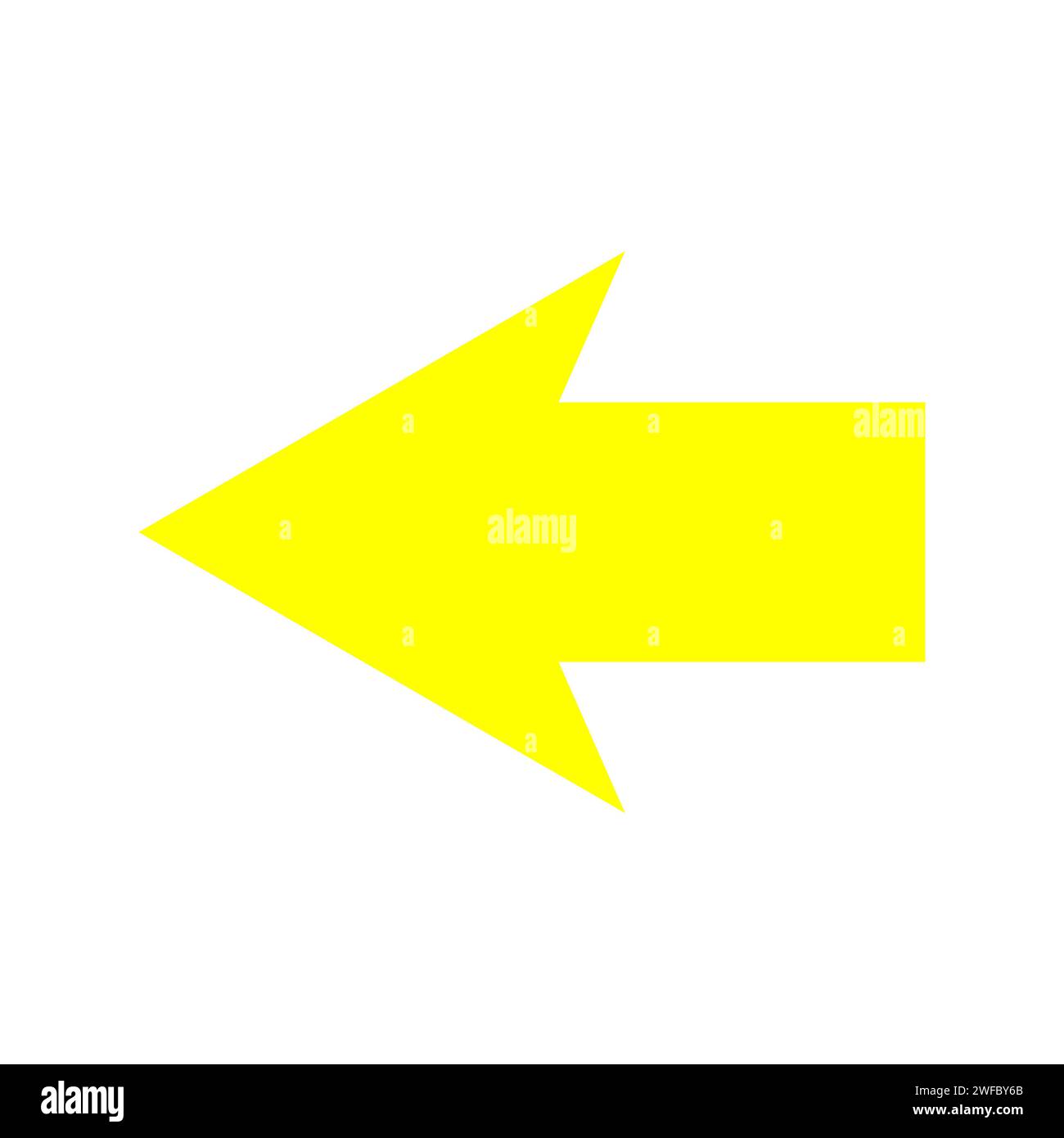 Arrow left icon. Yellow color sign. Navigation background. Business art ...