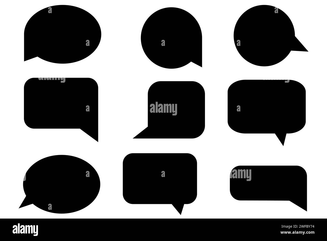 Speech dialogue set. Shadow effect. Communication concept. Freehand art ...