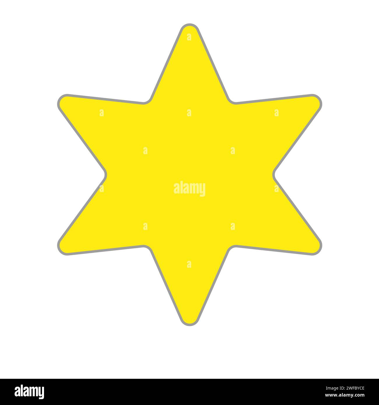 Yellow six-pointed star icon. Design element. Simple flat picture. Hand drawn art. Vector ...