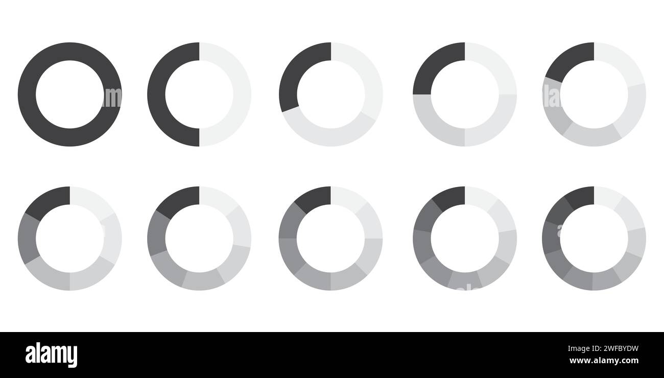 Circle part. Grey icon on white background. Round diagram part ...