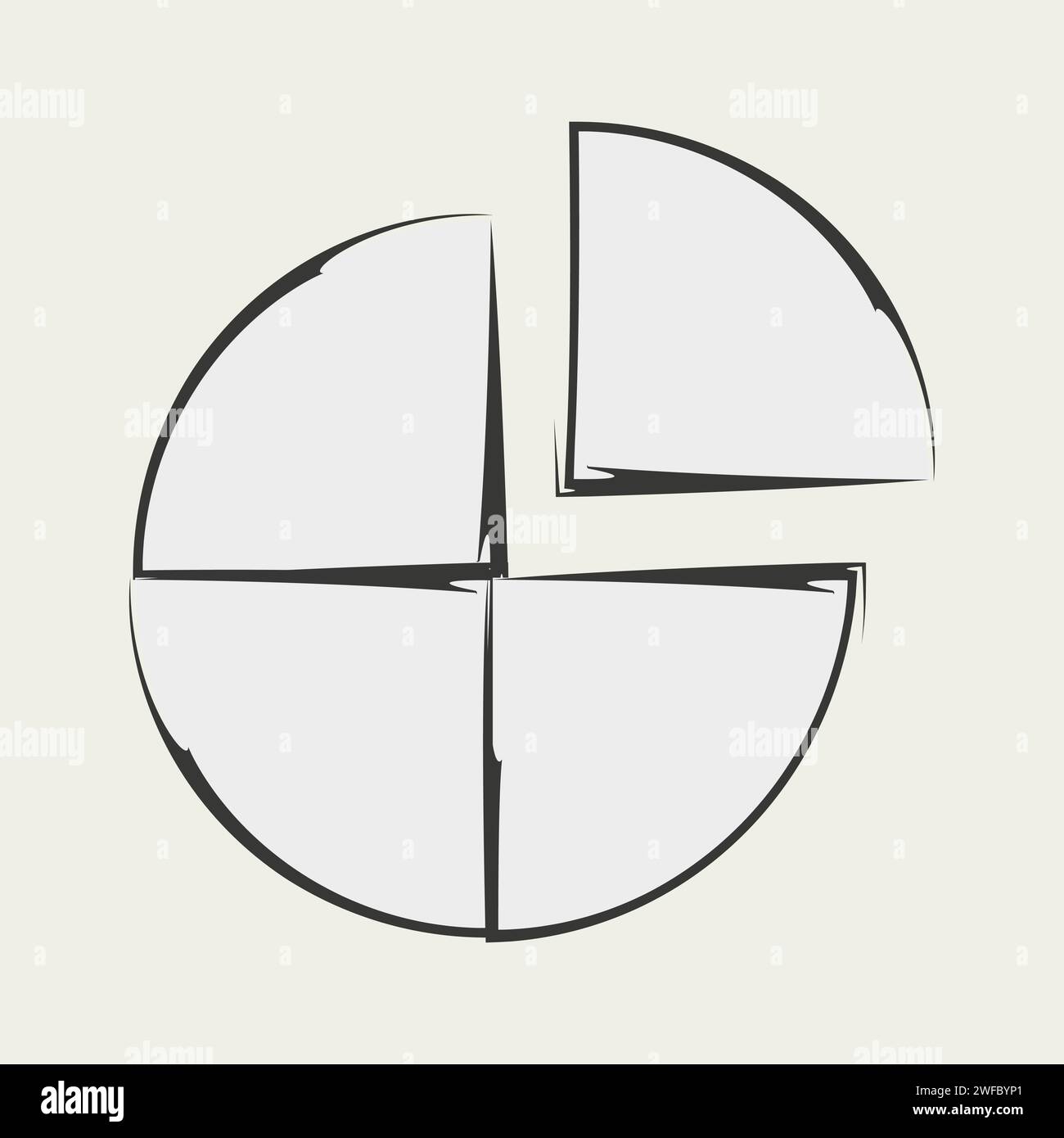 Ink circle segment icon. Freehand art. Cycle diagram. Process chart ...