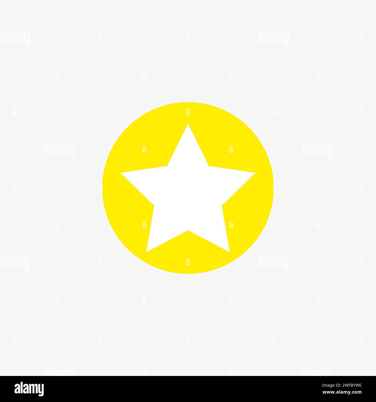 White star in yellow circle icon. Vintage art. Circular flat sign ...