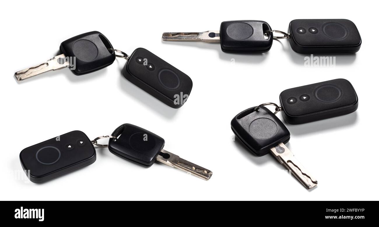 Set of a remote car keys isolated on a white background Stock Photo - Alamy