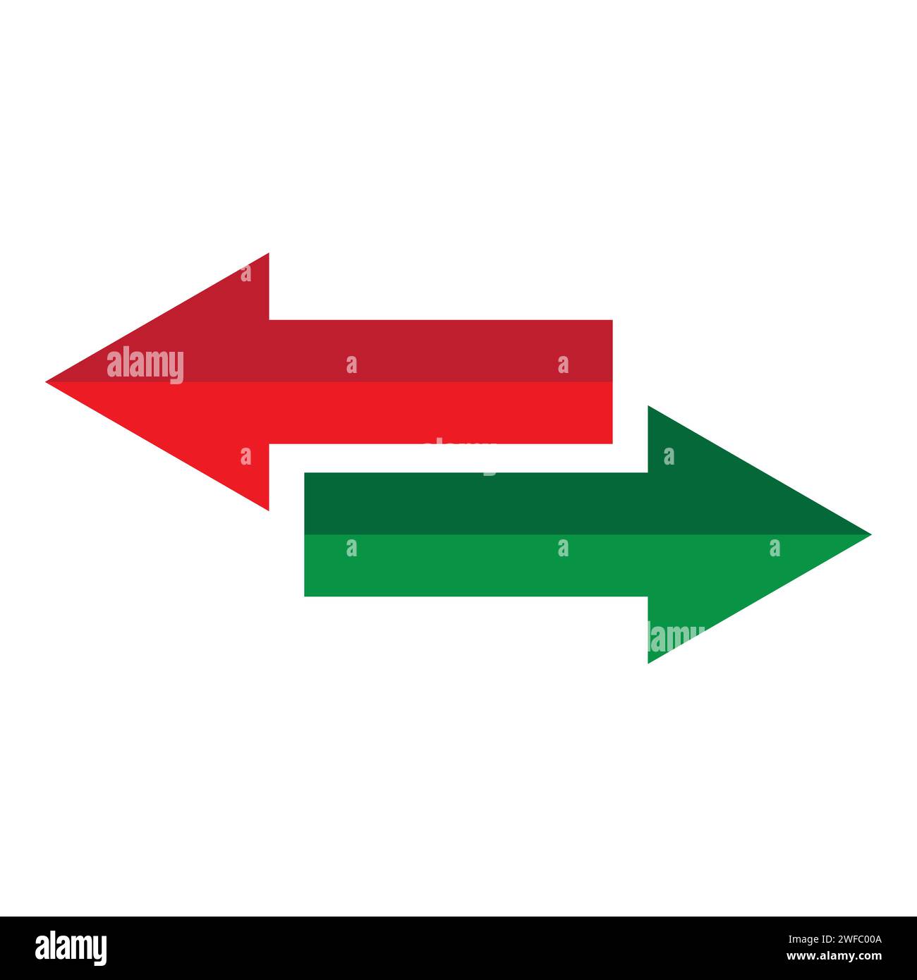 Red green arrow. Right and left. Direction sign. Navigation concept ...