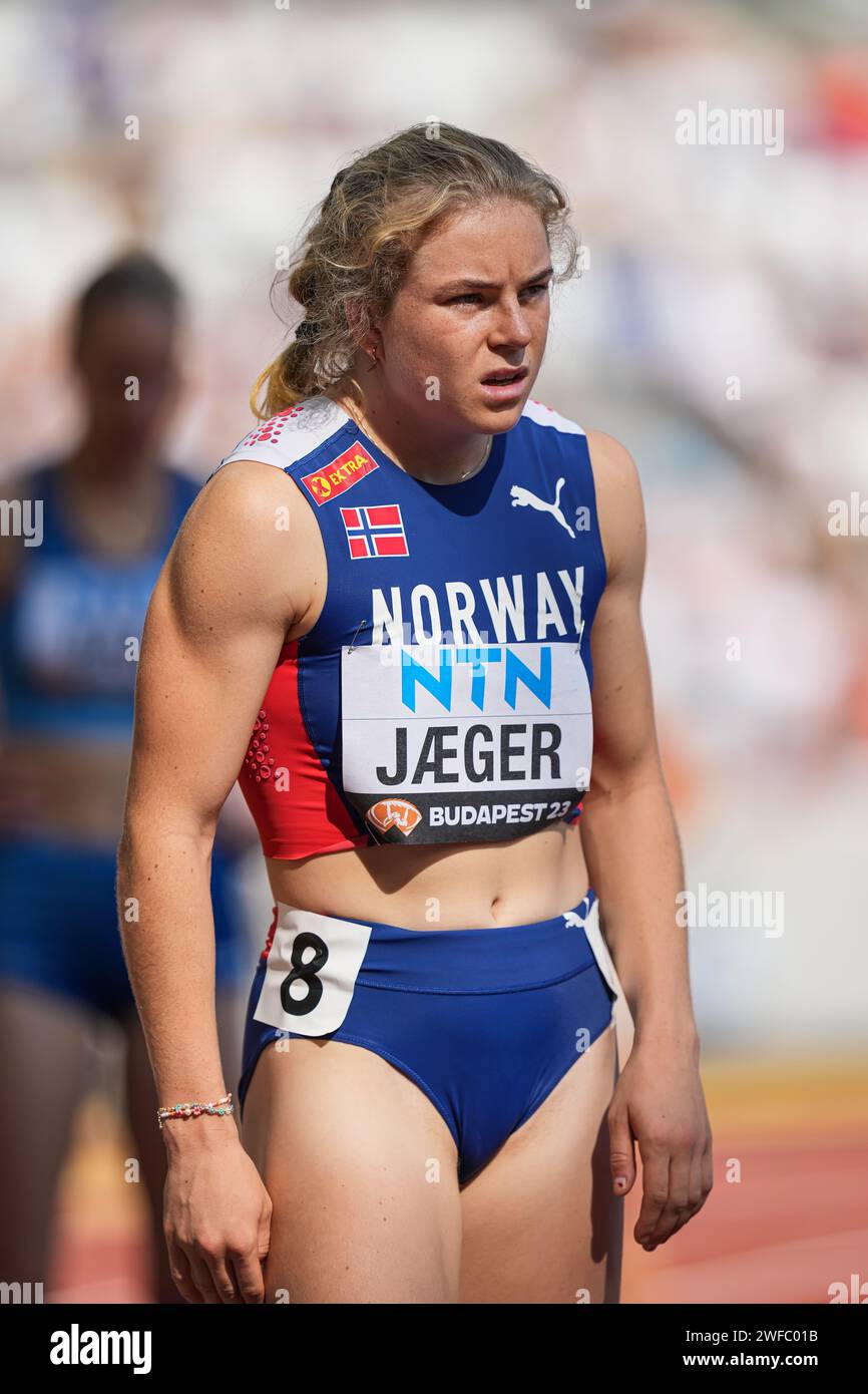 Henriette JÆGER participating in the 400 meters at the World Athletics Championships in Budapest ...
