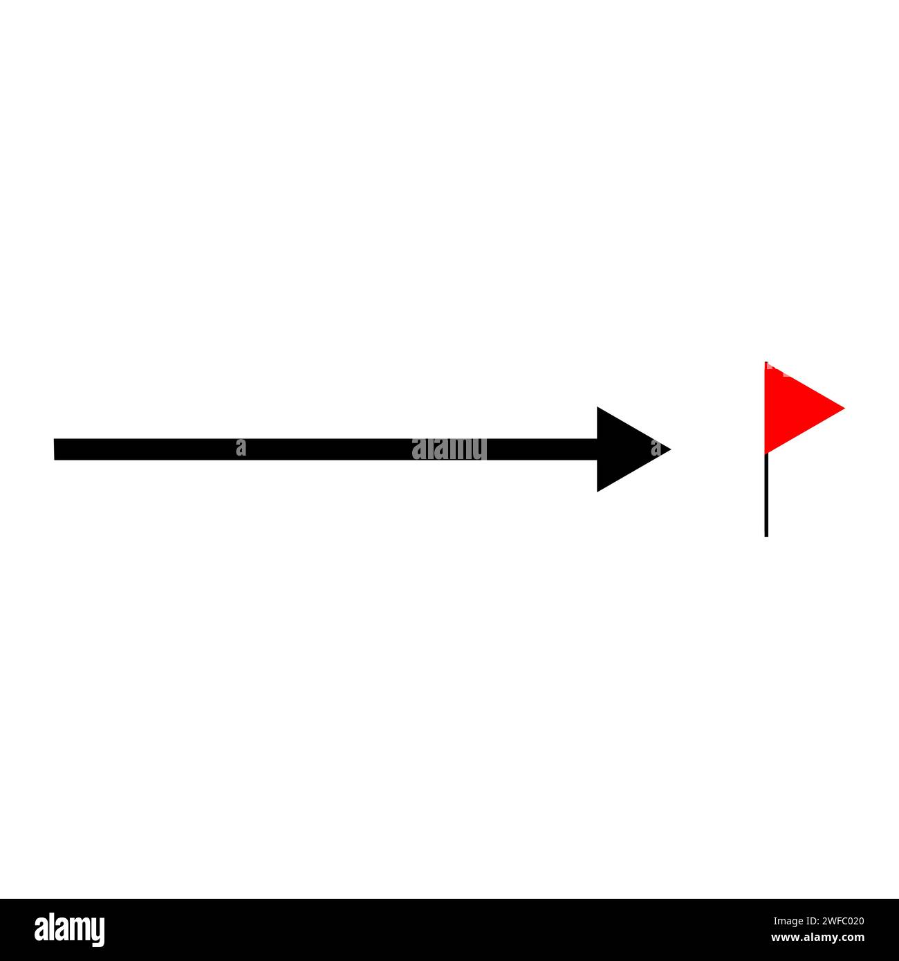Arrow right icon. Small red flag sign. Right direction. Cursor symbol ...