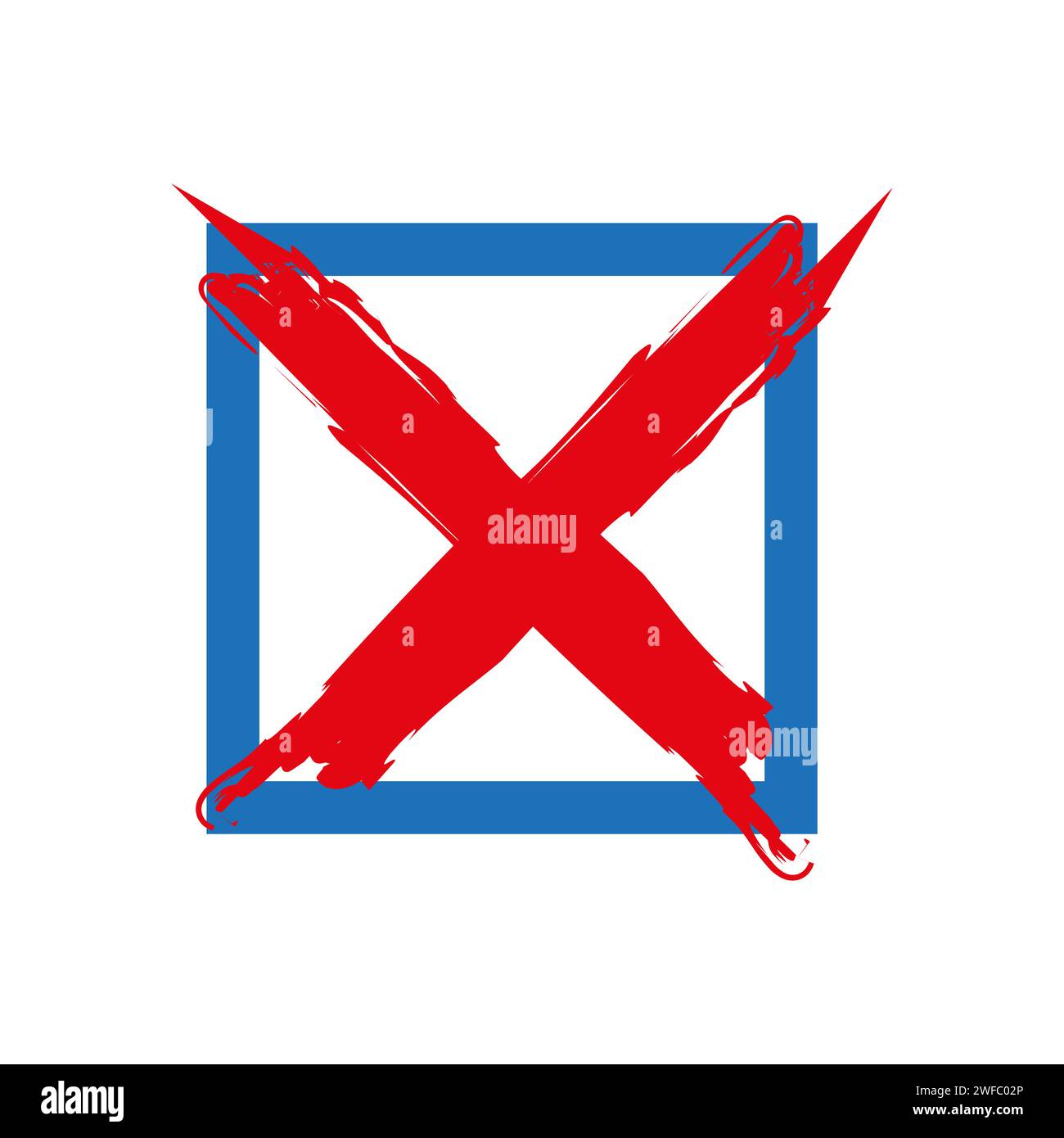 Red cross in blue square frame on white background. Choice emblem ...