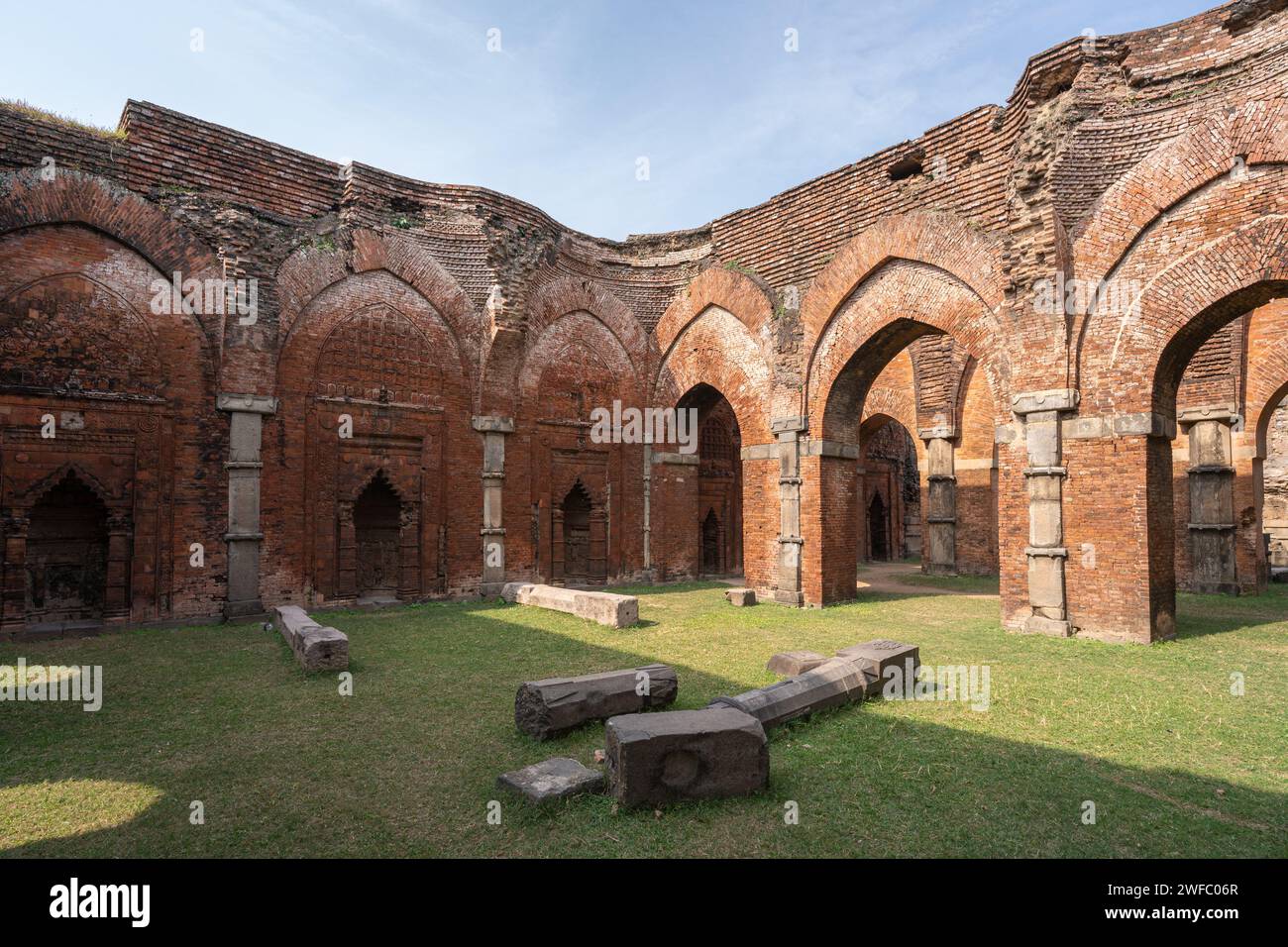 Scenic view of the ruins of the interior of ancient Darasbari mosque ...